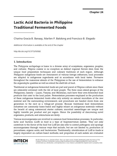 Intech Lactic Acid Bacteria In Philippine Traditional Fermented Foods