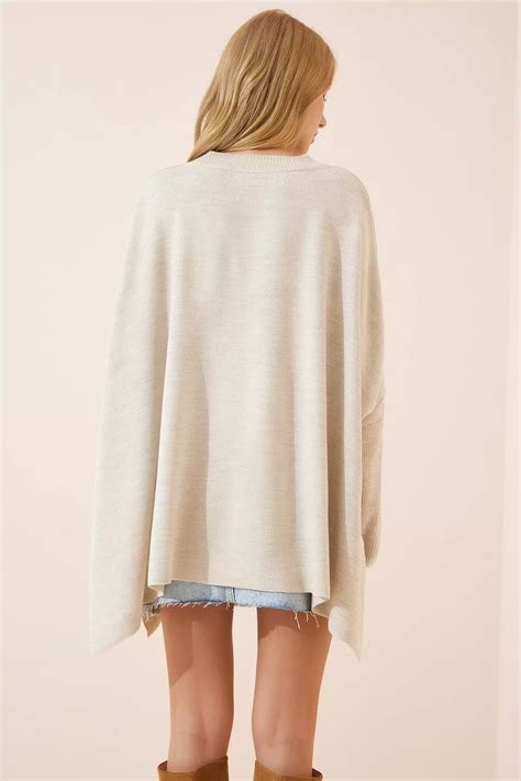 Happiness Istanbul Slits In The Side Oversized Poncho Sweater 2024