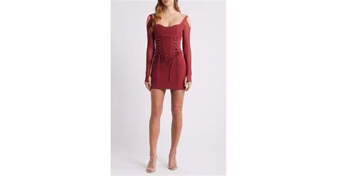Mistress Rocks Long Sleeve Lace Up Corset Minidress In Red Lyst