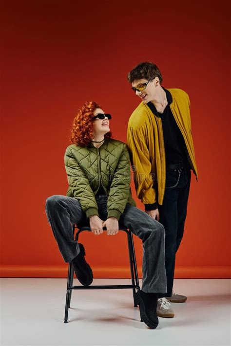 Alluring Red Haired Woman In Fashionable Stock Image Image Of