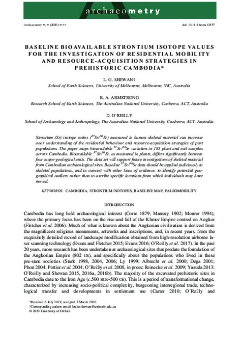 Pdf Baseline Bioavailable Strontium Isotope Values For The
