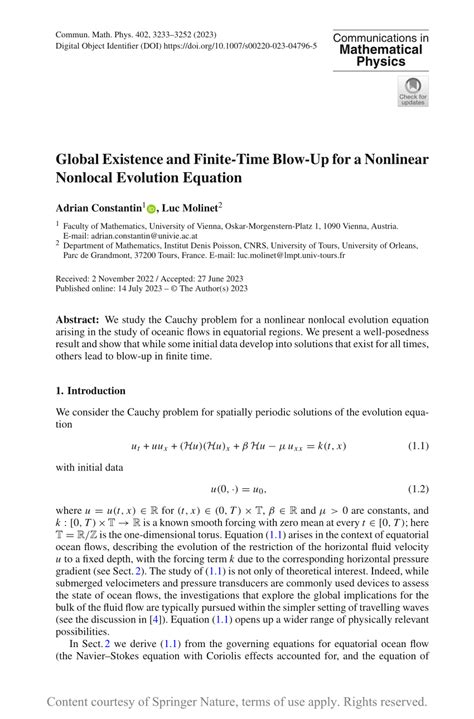 Pdf Global Existence And Finite Time Blow Up For A Nonlinear Nonlocal