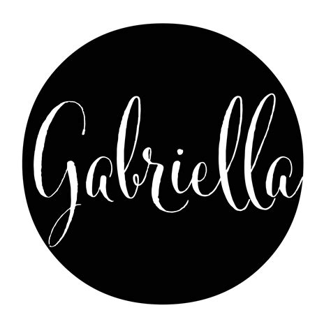 Gabriella Girl Name In Cursive Writing On Black Circle