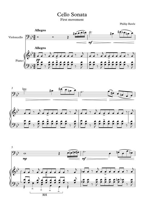 Cello Sonata Sheet Music Phil Rawle Cello And Piano