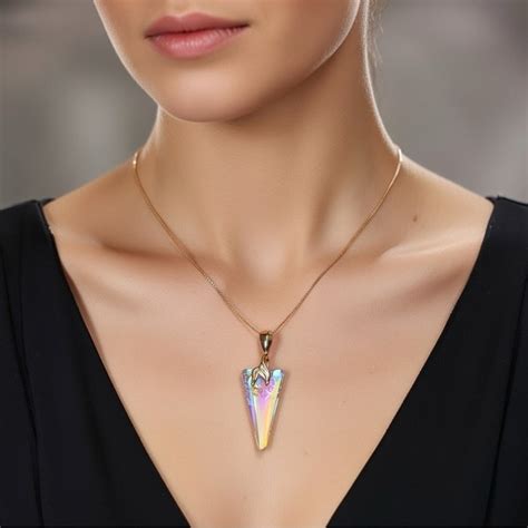 Handmade Jewelry Swarovski Crystal Aurora Borealis Spike Pendant