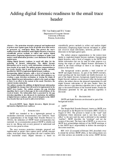 Pdf Adding Digital Forensic Readiness To The Email Trace Header