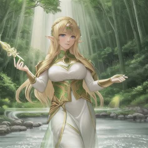 Beautiful Elf Woman With Blonde Hair Wearing A Elven Openart