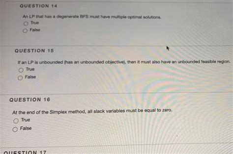 solved question 14 an lp that has a degenerate bfs must have