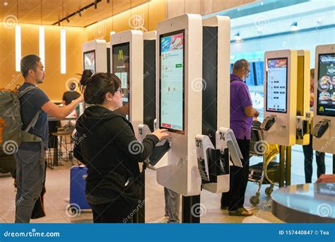 Self Ordering Kiosks At McDonald S Editorial Photography Image Of Mcdonald Cafeteria