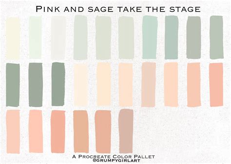 Pink And Sage Palette Procreate Swatches 26 Color Palette Etsy