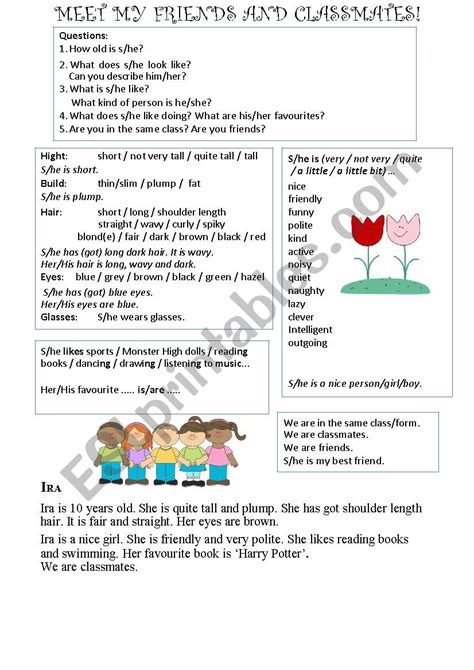 Meet My Friends And Classmates Esl Worksheet By Uahelen