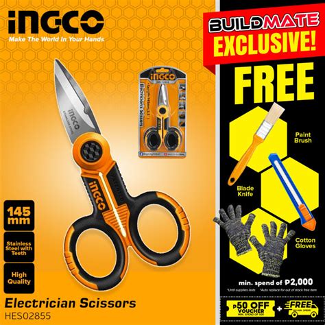 Buildmate Ingco Electricians Scissors 5 5 Inch 145mm Wire Stripper