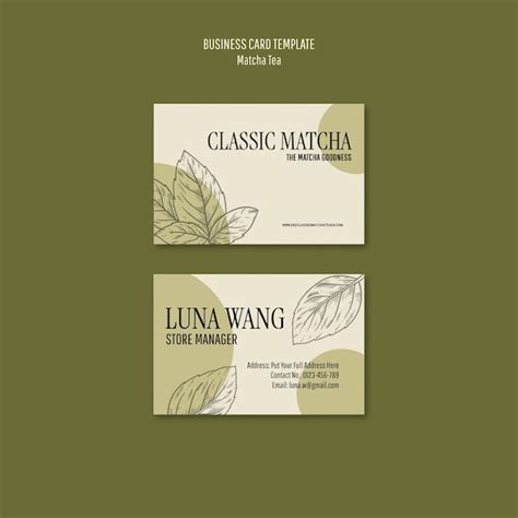 Visitenkartenvorlage Für Matcha Tee Kostenlose Psd Datei