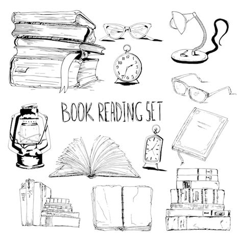 Premium Vector Set Of Hand Drawn Reading Elements