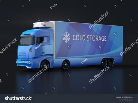 Blue Heavy Truck Reefer Container On Stock Illustration 2218530309