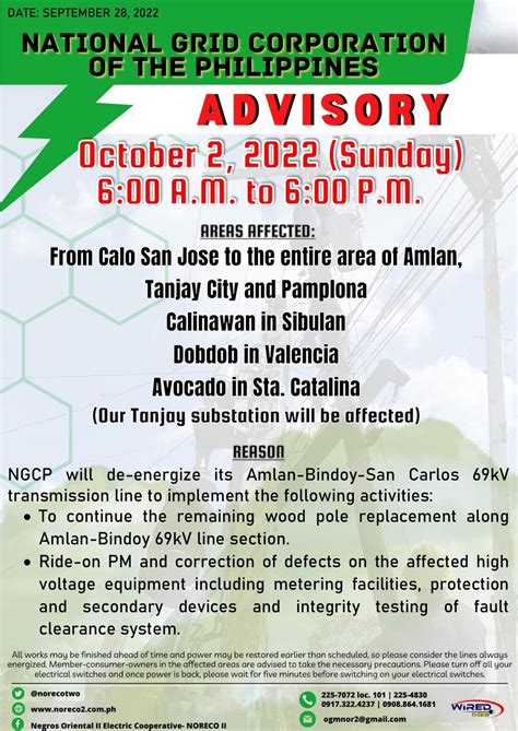 Event Ngcp Advisory Of Scheduled Power Interruption On October 2 2022 Sunday From 6 00 A M