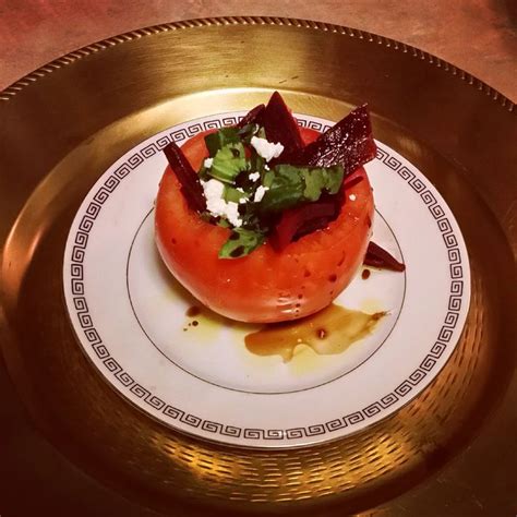 Beet Salad With Spinach And Goat Cheese In A Tomato Bowl Chicken