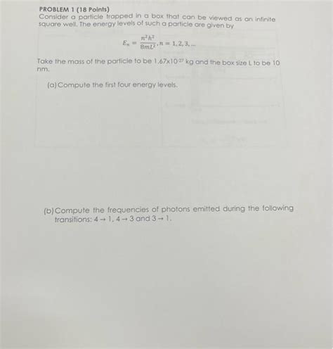 Solved PROBLEM Points Consider A Particle Trapped In Chegg Com