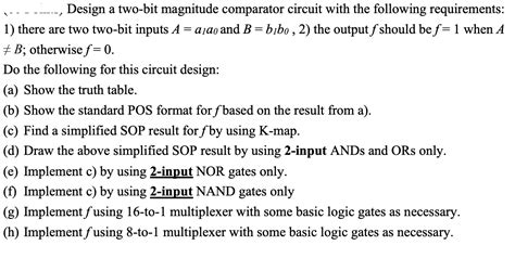 solved i design a two bit magnitude comparator circuit with