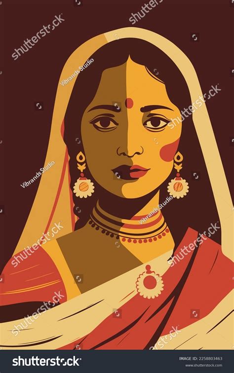 Indian Woman Traditional Dress Vector Illustration Stock Vector
