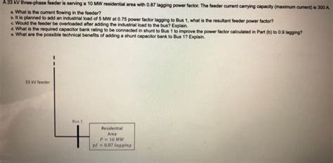 Solved A 33kv Three Phase Feeder Is Serving A 10mw