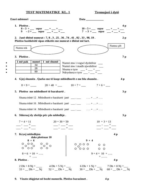 Test Matematik E Re Tremujori I Dyte Pdf