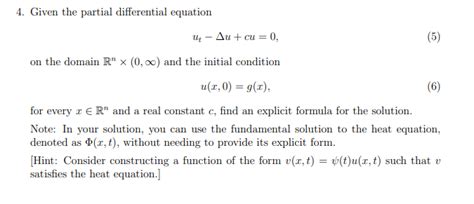 Solved Given The Partial Differential Equation Chegg