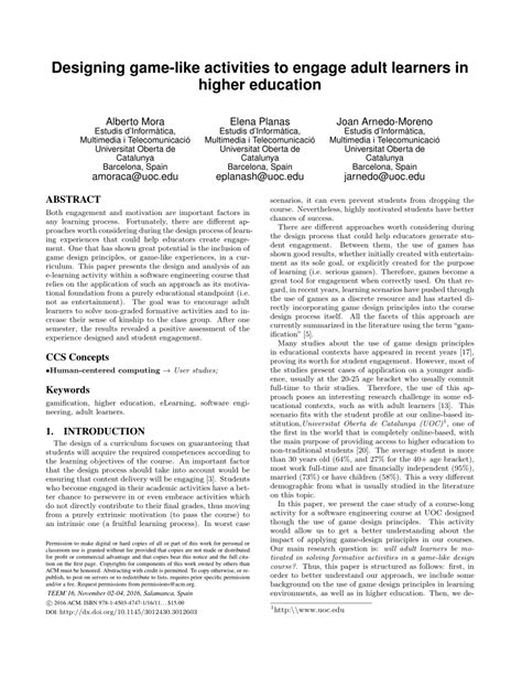 PDF Designing Game Like Activities To Engage Adult Learners In Higher Education