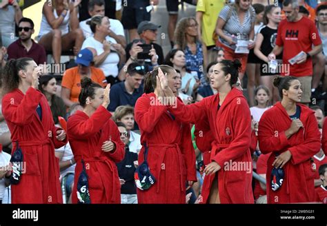 Hungary Team Ahead The Womens Water Polo Gold Medal Match Between