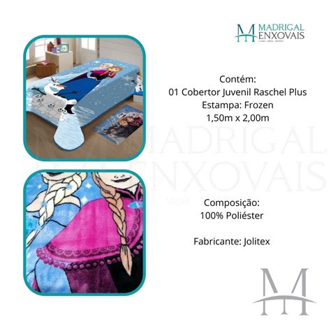 Cobertor Jolitex Solteiro Frozen Disney Raschel Plus 1 50x2 00m