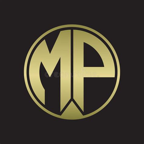 Mp Logo Monogram Circle With Piece Ribbon Style On Gold Colors Stock