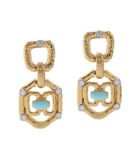 Turquoise Janus Earrings David Webb New York