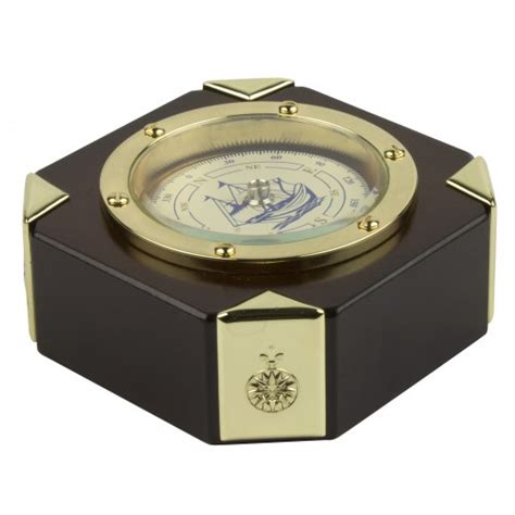 Compass Paperweight With Gold Plated Corners
