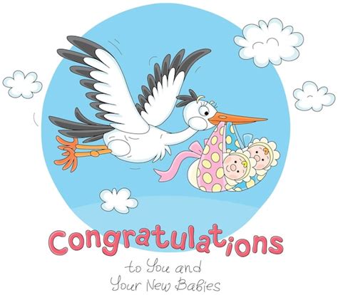 Premium Vector Funny Stork Flying Among Clouds And Carrying Cute