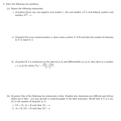Solved Solve The Following Two Problems A Negate The
