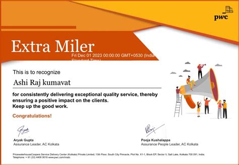 Ca Ashi Raj Kumawat On Linkedin Extramileraward Excellence