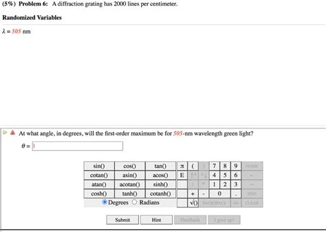 Solved 5 Problem 6 A Diffraction Grating Has 2000 Lines Per