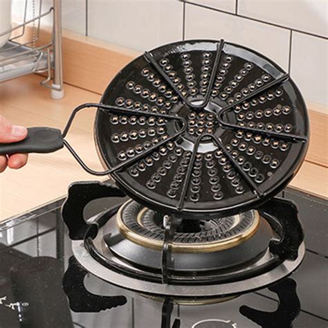 Induction Pans Diffuser Plate Black Enamel Hot Plate With Loop Handle Simmer Ring For Gas Stove