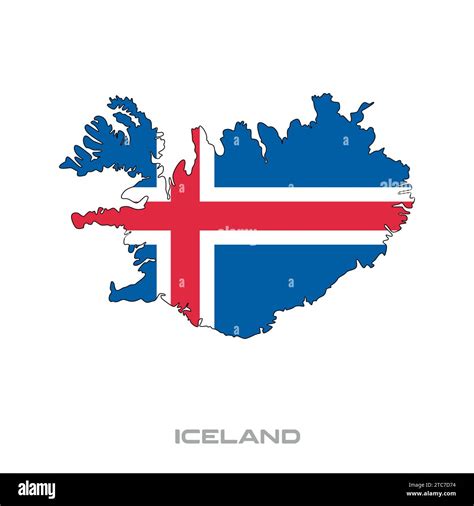 Vector Illustration Of The Flag Of Iceland With Black Contours On A