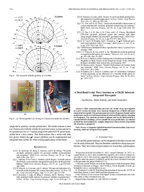 Pdf A Dual Band Leaky Wave Antenna On A Crlh Substrate Integrated