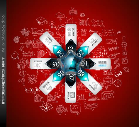 Infographics Complex Layout With Option Buttons And Hand Drawn Sketches Stock Vector