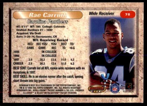 1998 Bowmans Best Rae Carruth 78 On Kronozio