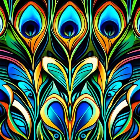 Premium Ai Image Peacock Feather Seamless Pattern