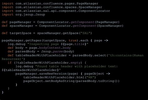 confluence tips find and replace text across several pages