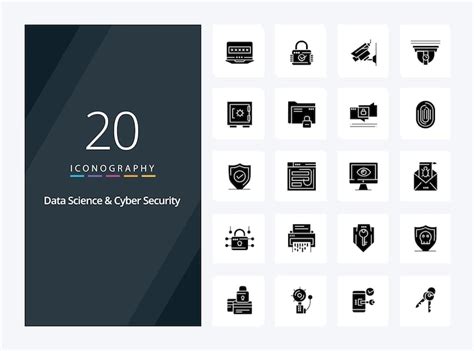 Premium Vector 20 Data Science And Cyber Security Solid Glyph Icon For Presentation