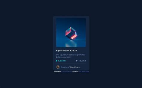 Frontend Mentor Nft Components Designed Using Html And Css Coding