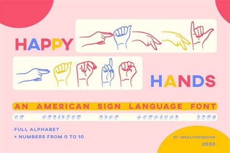 ASL Font American Sign Language Symbols Alphabet Numbers