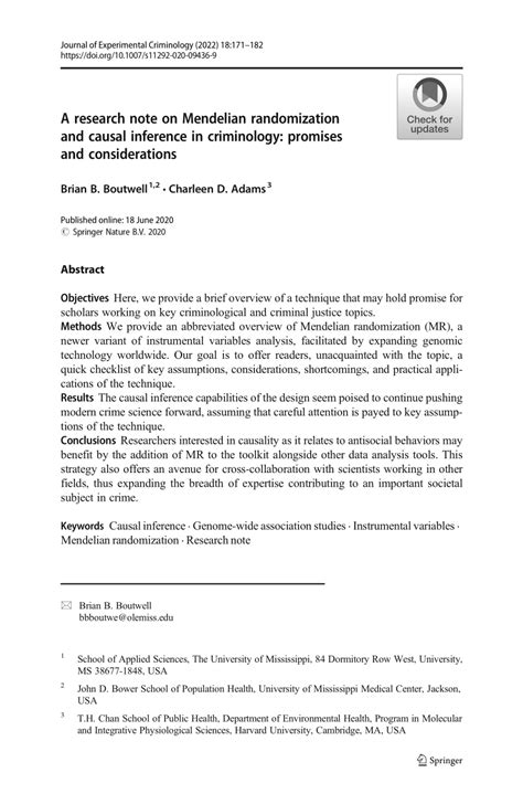 Pdf A Research Note On Mendelian Randomization And Causal Inference In