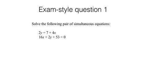 A19b Solving Two Linear Simultaneous Equations Graphically Or Algebraically By Substitution