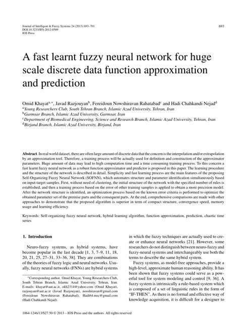 Pdf A Fast Learnt Fuzzy Neural Network For Huge Scale Discrete Data